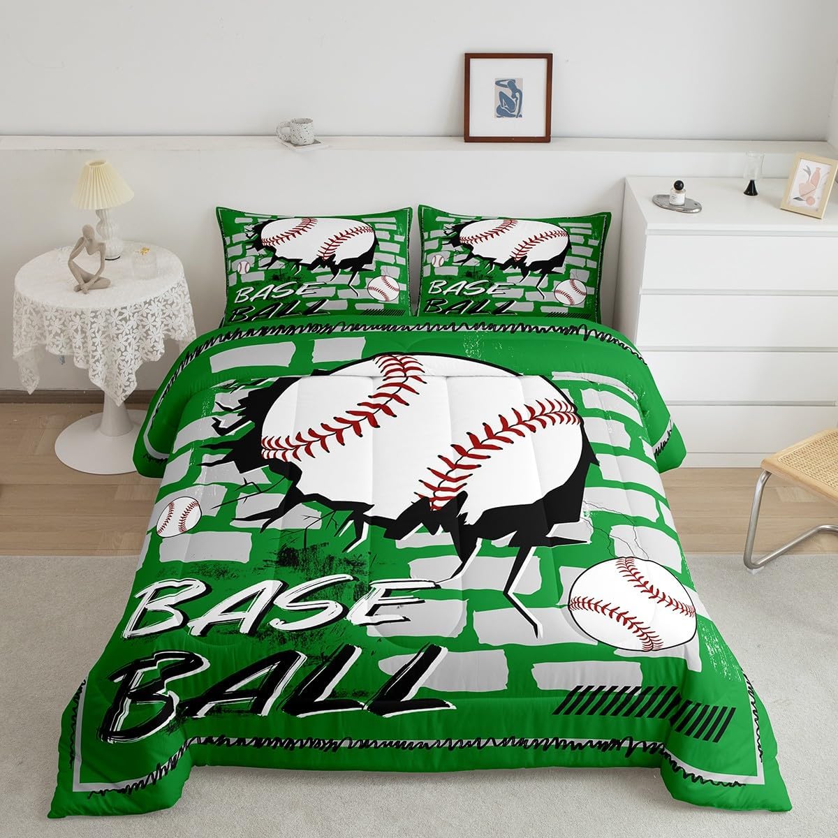 Amazon.com: Feelyou Ball Sports Comforter Set Twin, Baseball Bedding ...