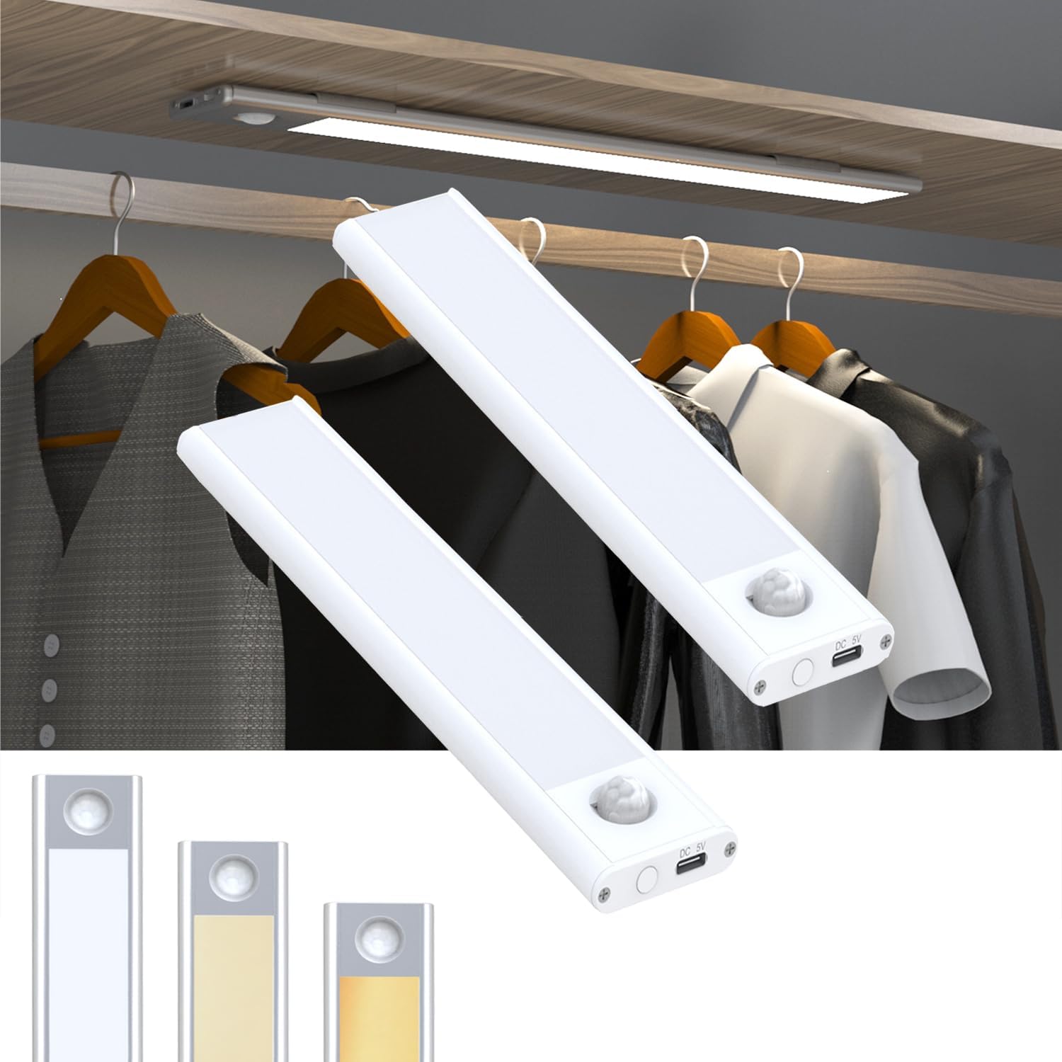 Wireless LED Motion Sensor Light - Rechargeable, for Cabinets ...