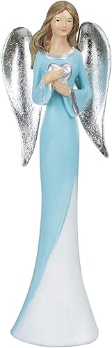 Northlight Figura de ángel azul y blanco de 16 "sosteniendo un corazón ...