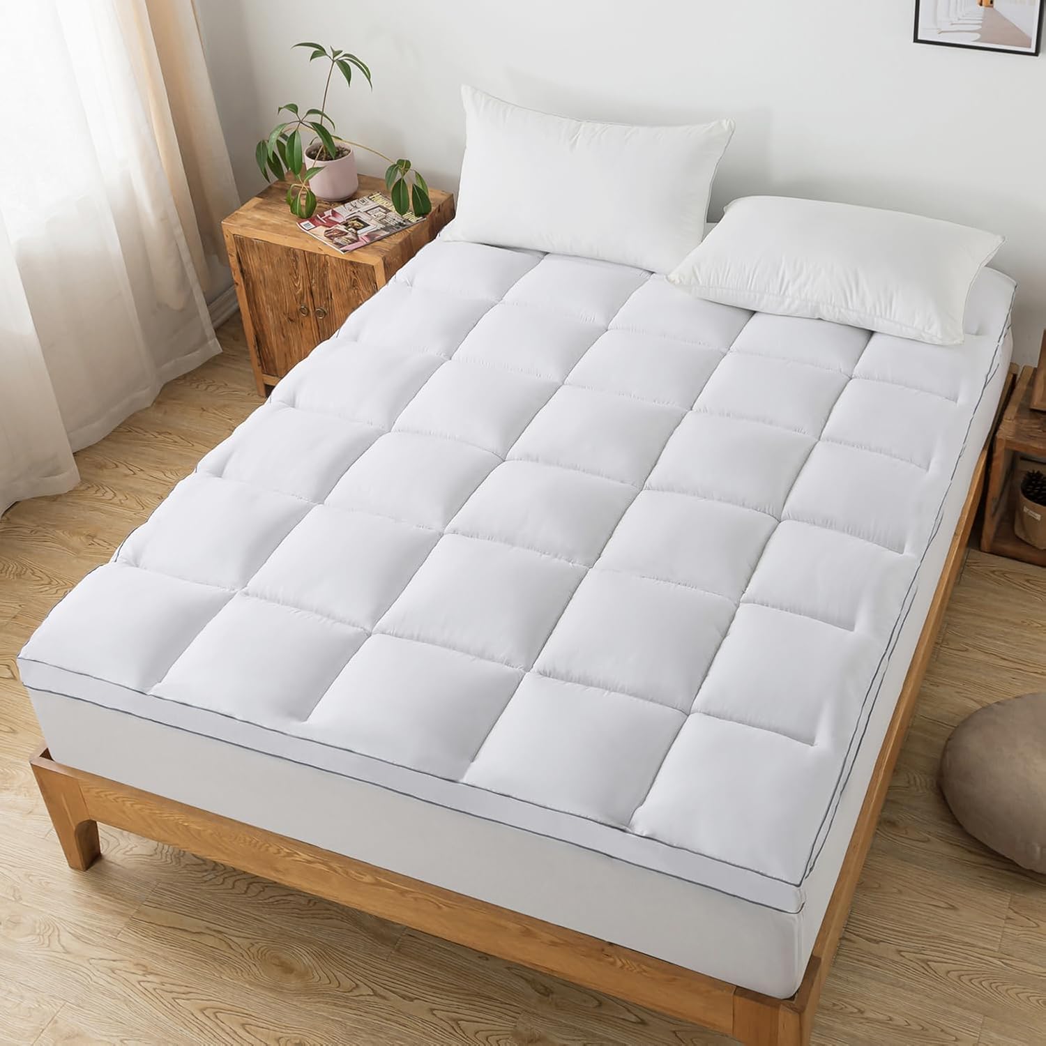 Amazon.com: TESIONE King Mattress Topper Cover - Mattress Pad - Pillow ...