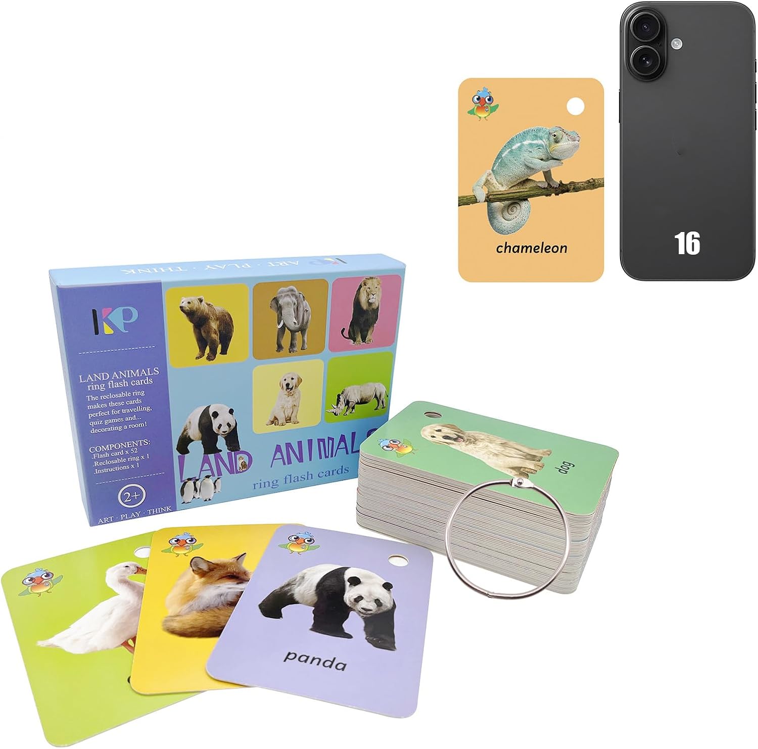 Amazon.com: 52 Pcs Toddler Land Animals Flash Cards Gift for Kids Wild ...