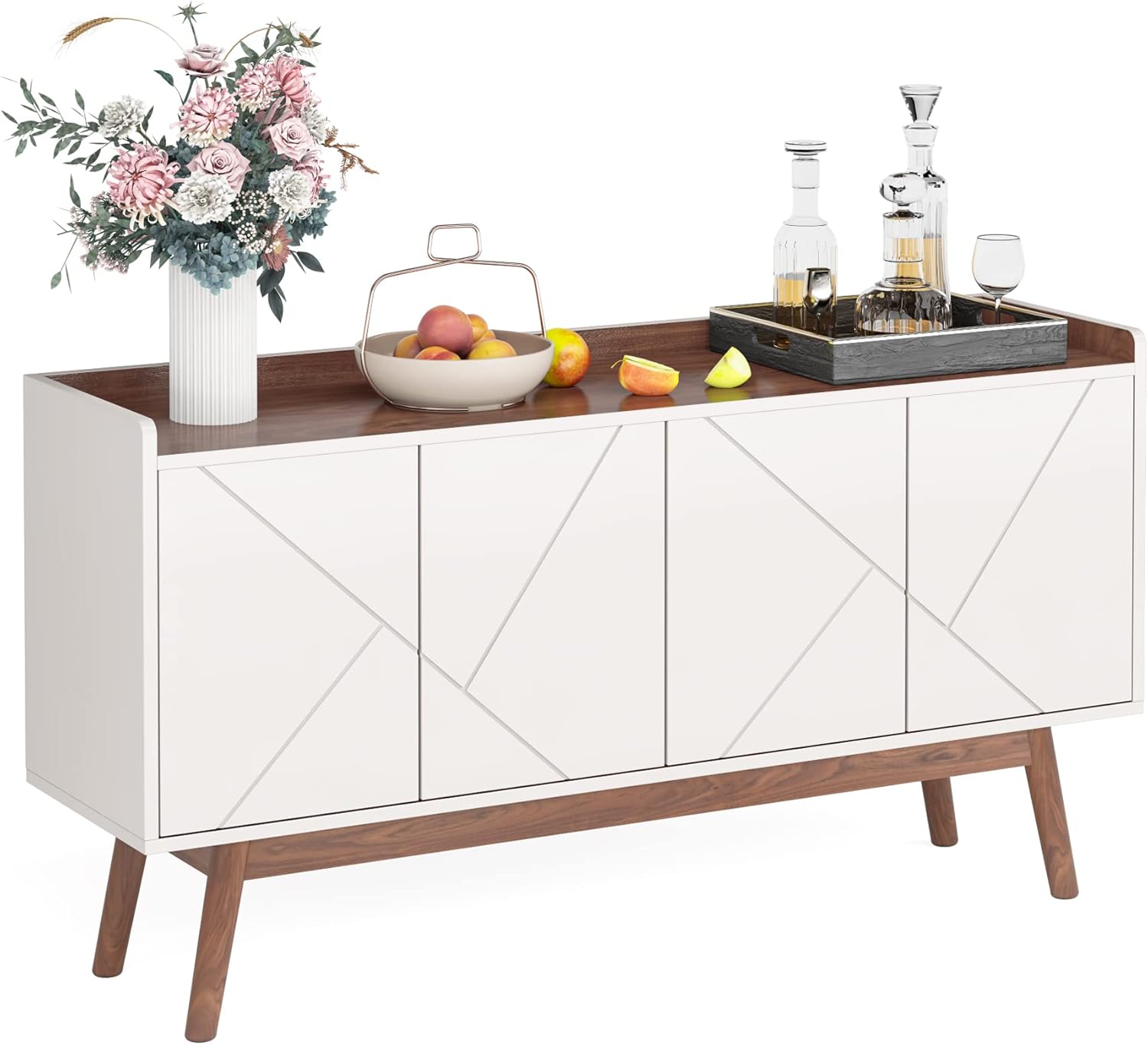 Amazon.com: LITTLE TREE 55 Inch Kitchen Buffet Cabinet with Storage ...