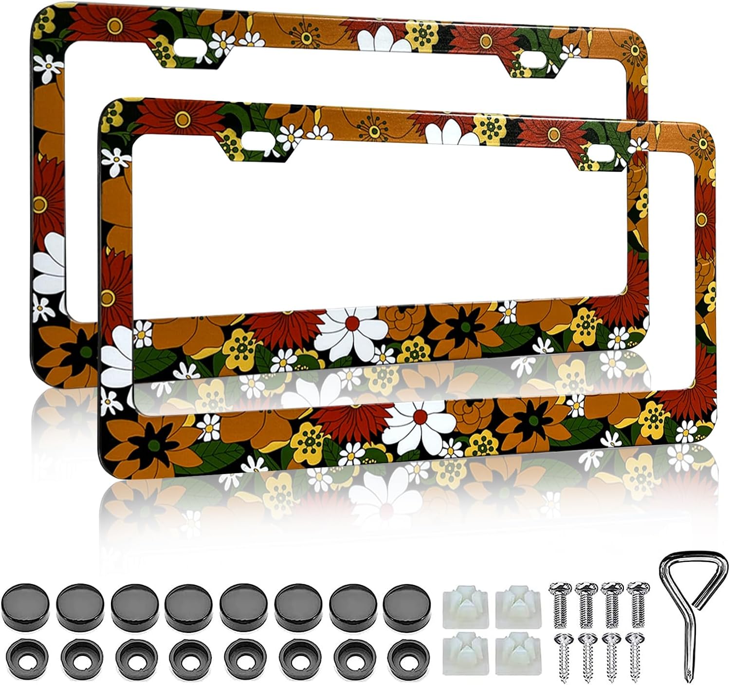 Amazon.com: LIN KANG Cute Hippie License Plate Frame - 2 Pack License ...