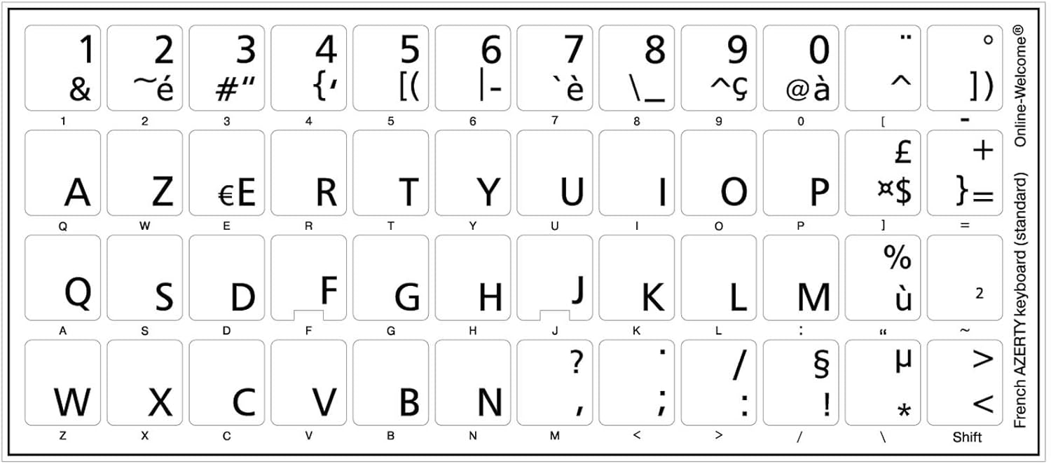 Amazon.com: Online-Welcome French Azerty Transparent Keyboard Label ...