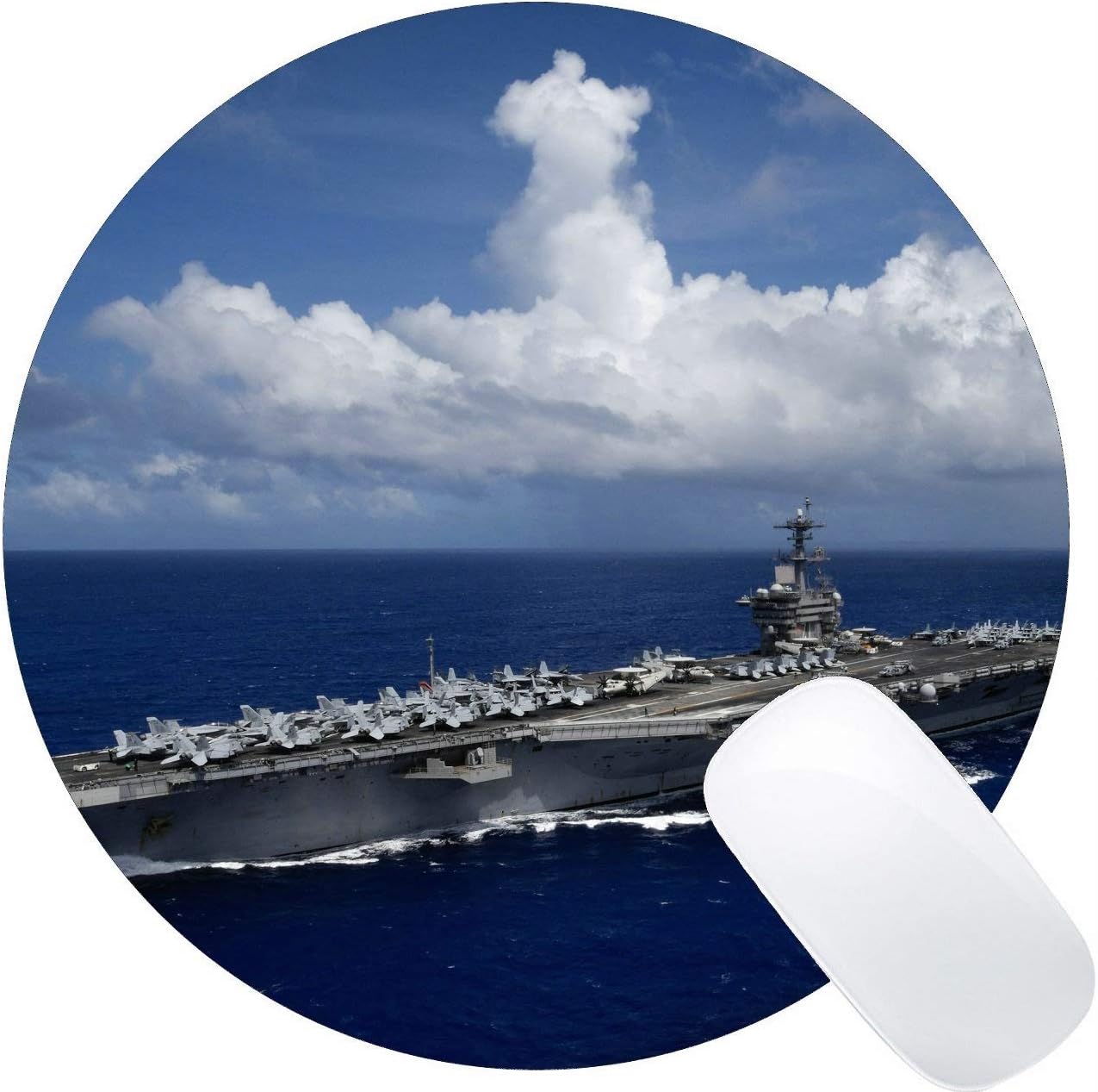 Round Mouse Pad with Stitched Edge,Military USS Theodore Roosevelt (CVN ...