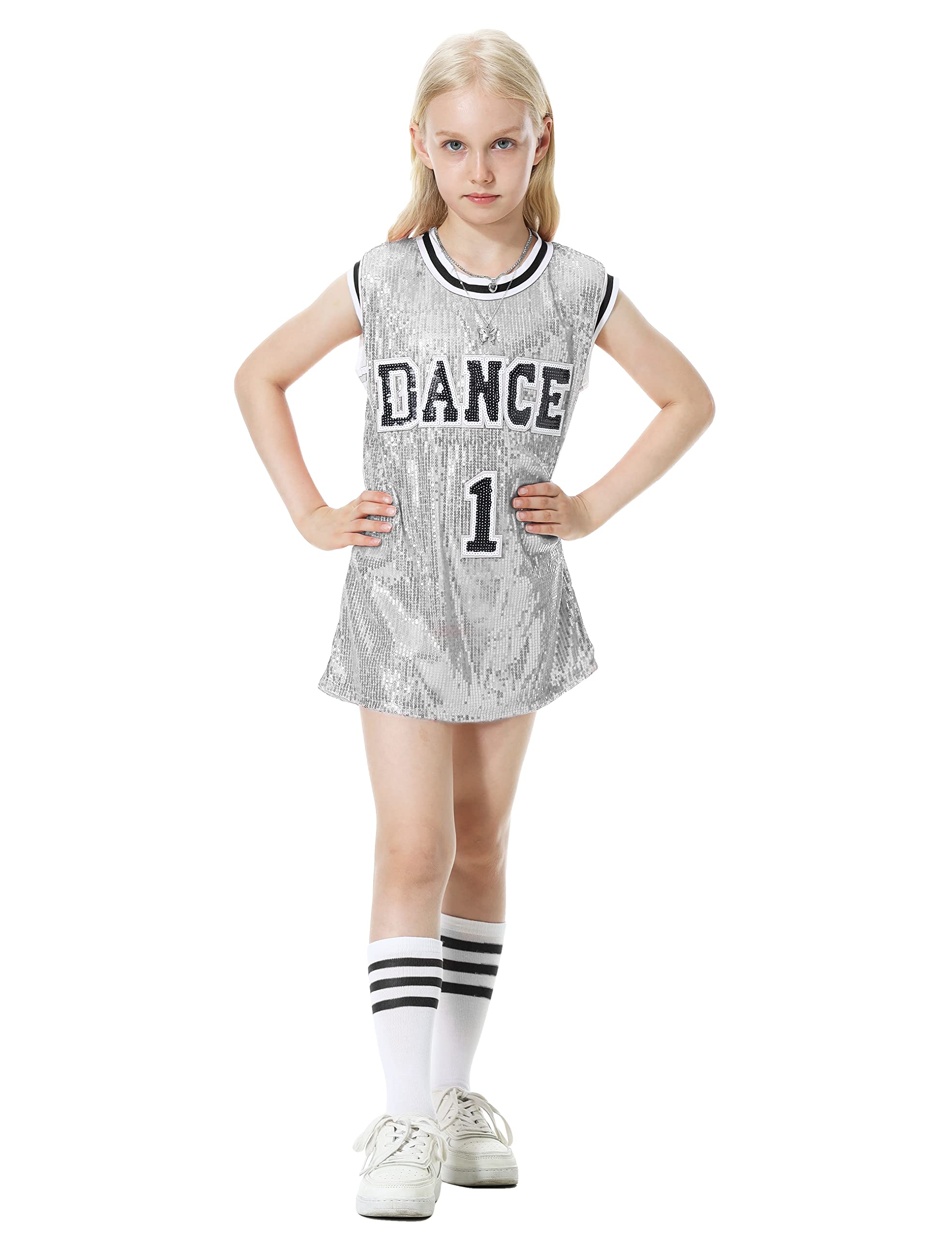 TIMSOPHIA Hip Hop Dance Costume, 5 Pcs Dance Outfit for Girls, Modern ...