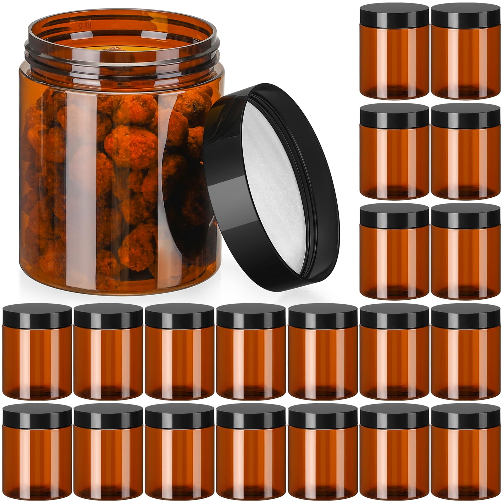 Amazon.com: Tanlade 20 Pcs Amber Plastic Jars with Lids Round Cosmetic ...