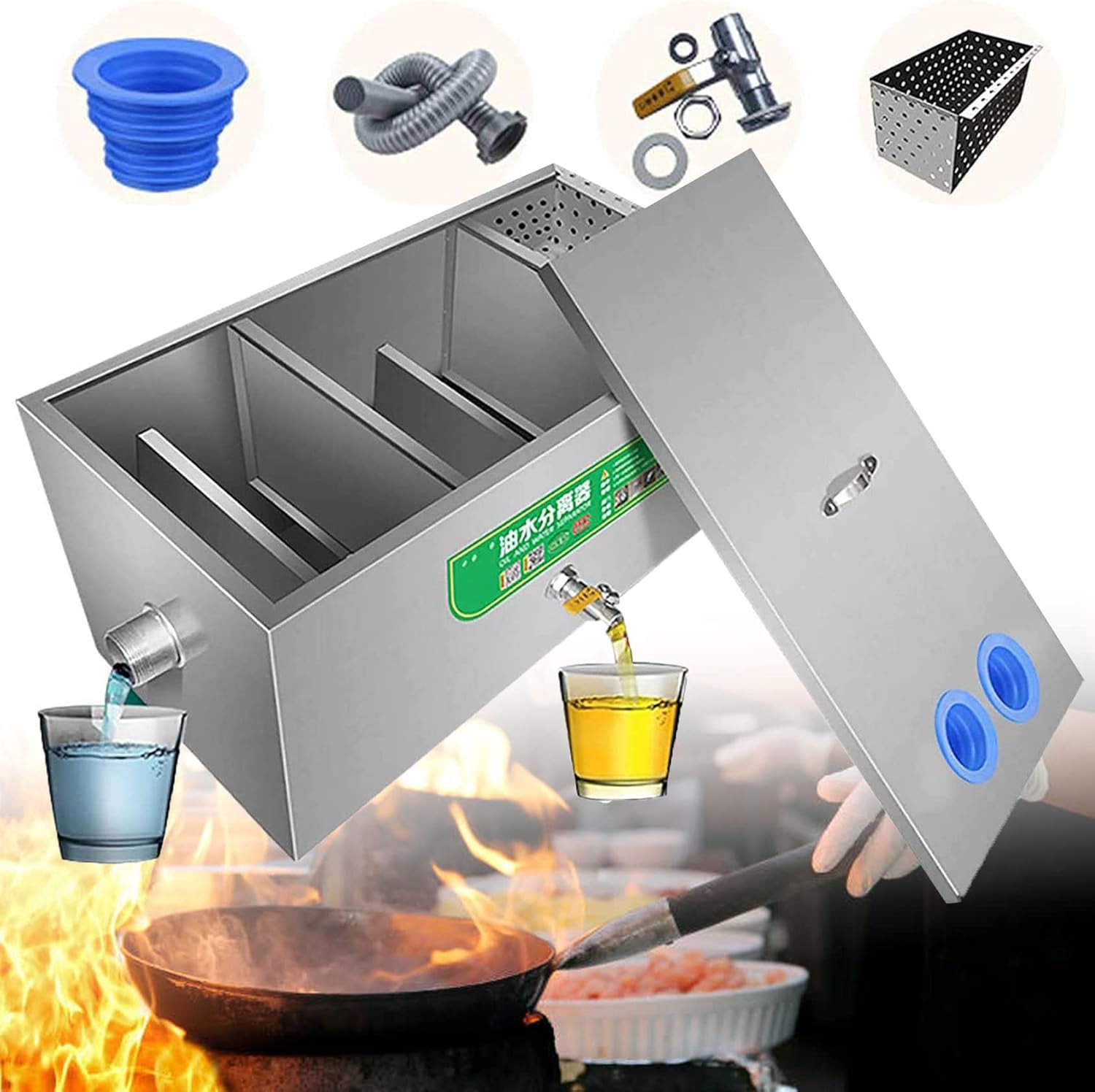 Amazon.com: RESKIU Commercial Stainless Steel Grease Trap Interceptor ...