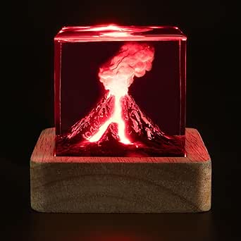 Volcano Night Lights Lava Lamp Volcano Eruption Ornament 3D Mini Lava ...