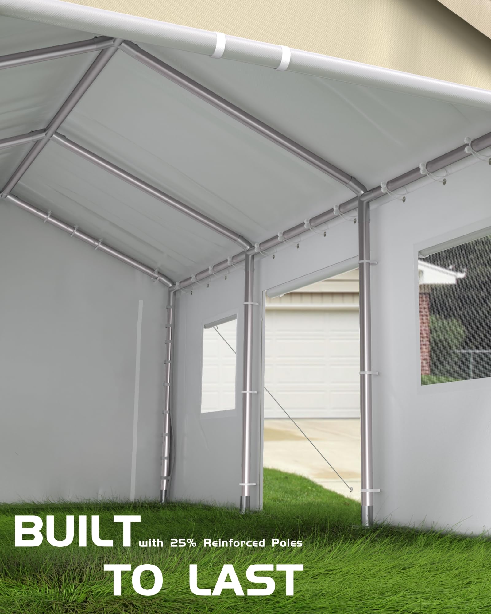Snapklik.com : KYBOLT 10 X 20 Ft Heavy-Duty Carport, Portable Garage ...