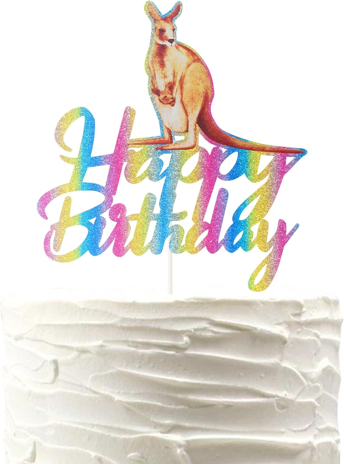 Amazon.com: Rainbow Happy Birthday Kangaroo Cake Topper,Animal Theme ...