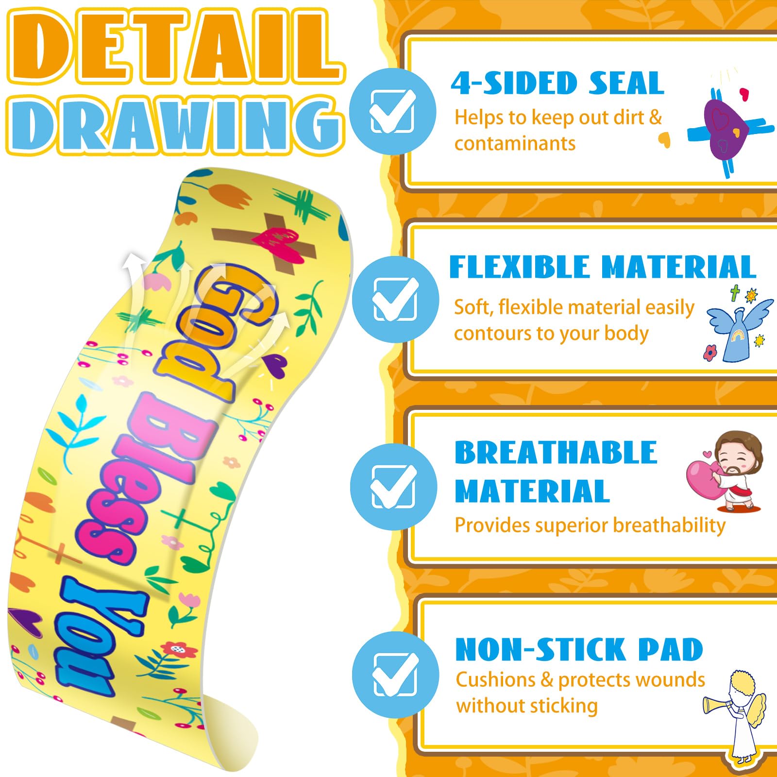 Snapklik.com : Geiserailie 40 Jesus Bandages Kids Bulk Christian Bible ...