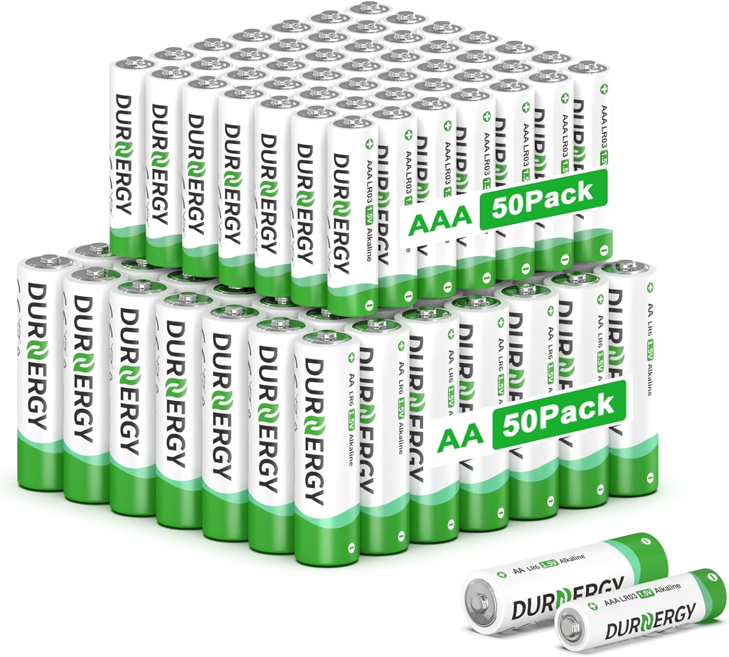 DURNERGY AA and AAA Batteries Combo Pack of 100, 50pcs Triple A Battery ...