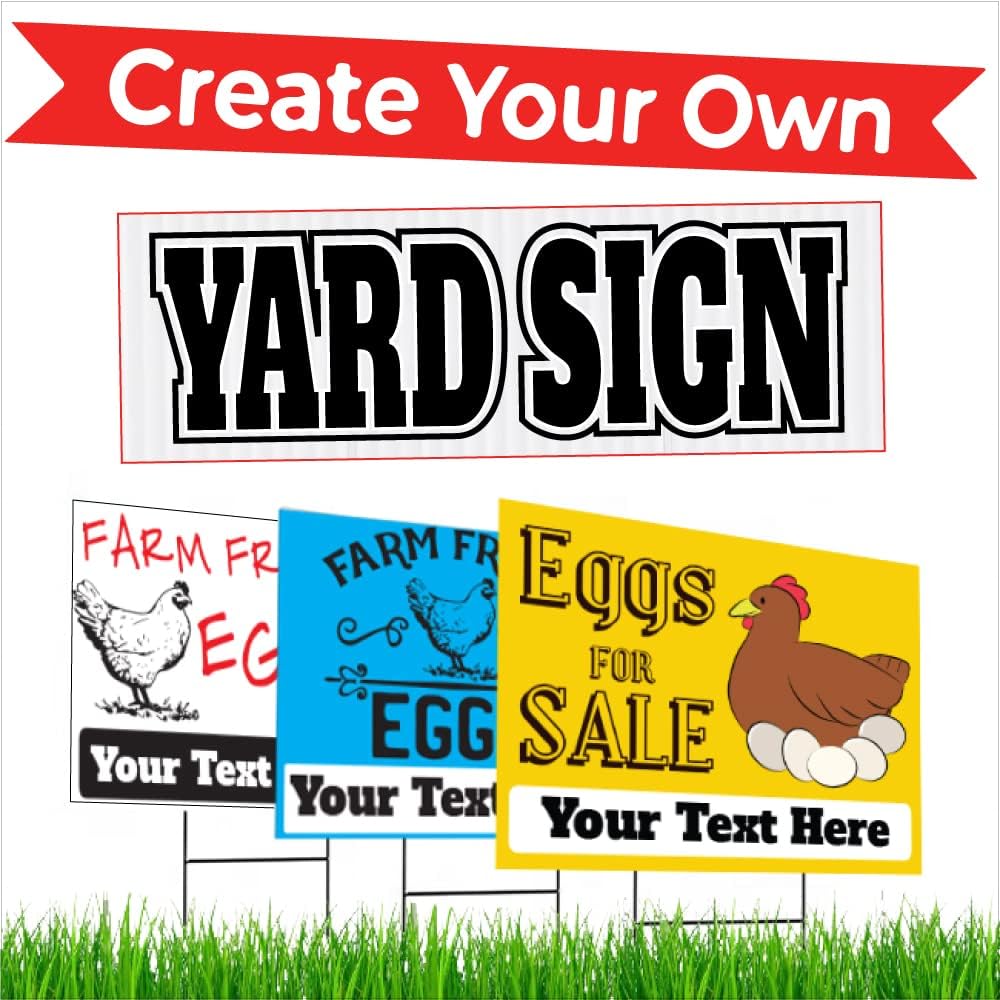 Amazon.com : Custom Farm Fresh Eggs For Sale 12x18" Yard Sign ...