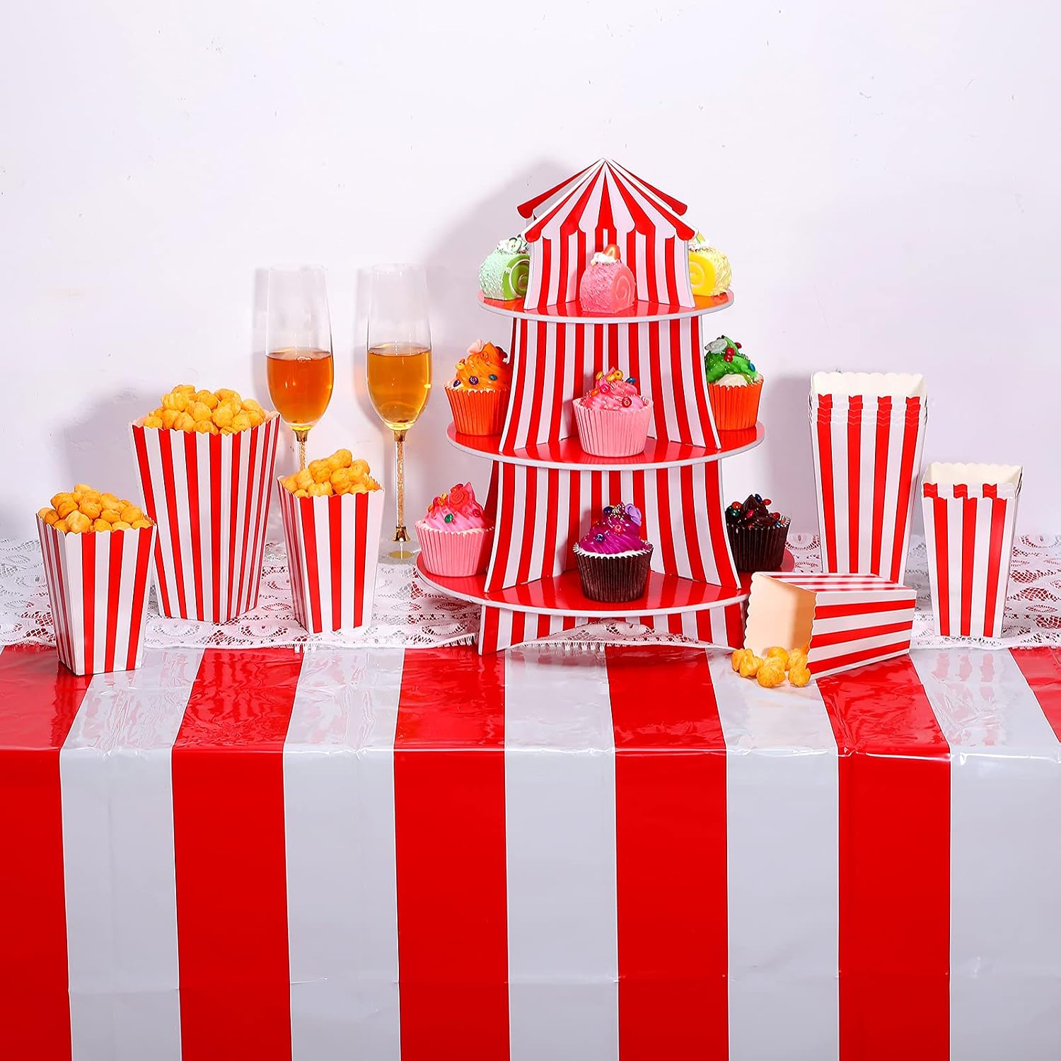 14 Pieces Carnival Theme Party Decorations Include 3 Tier Cupcake Foam ...