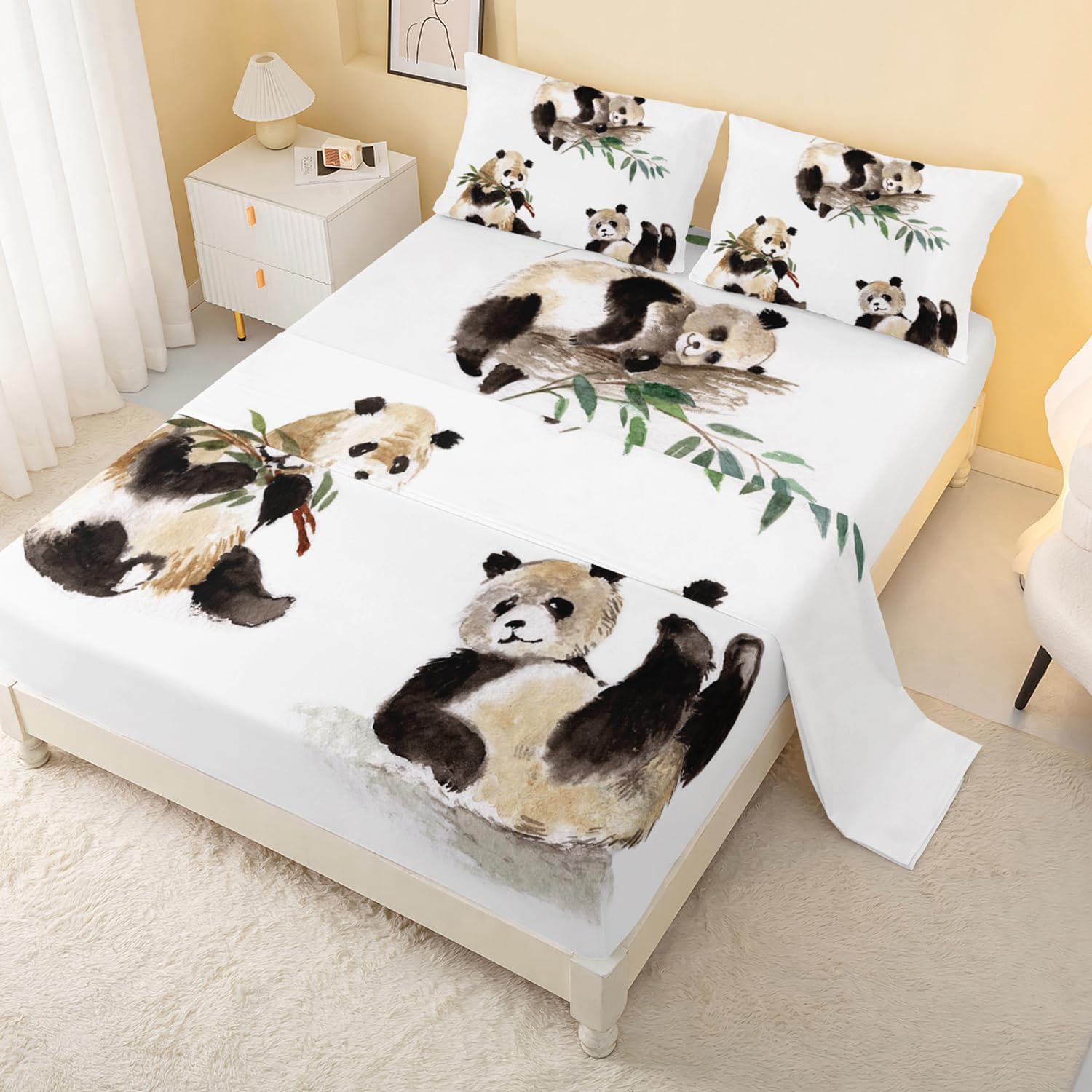 Amazon.com: CVHouse Panda Bed Set Sheets - Twin Size, Kawaii Bedding ...