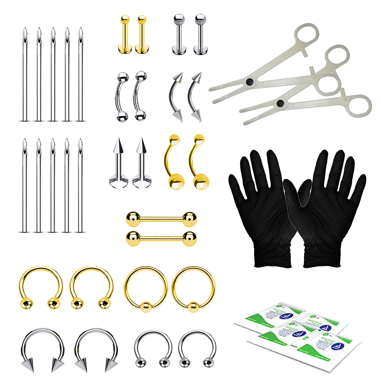 Buy BodyJ4You 36PC Body Piercing Kit | Belly Button Navel Nose Septum ...
