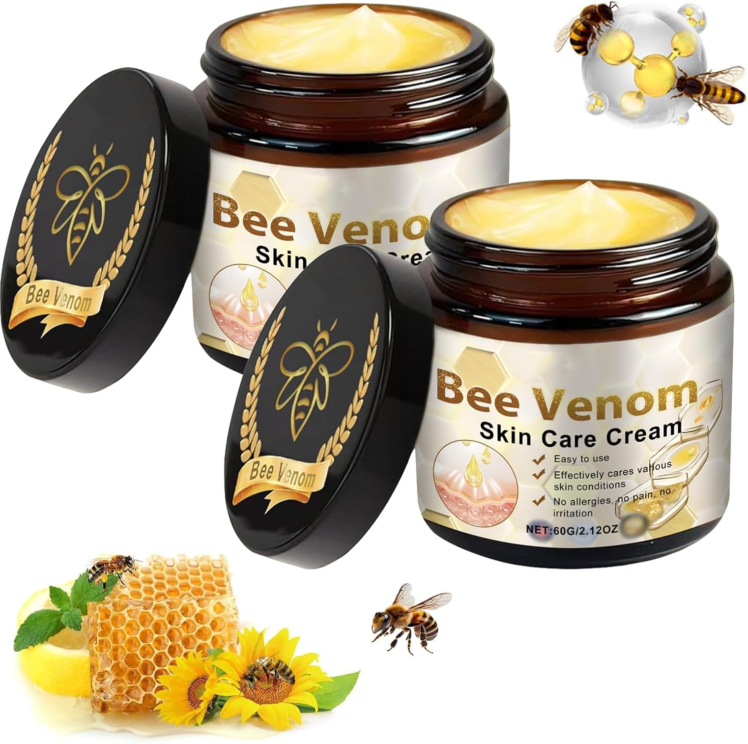 2pcs Bee Venom Skin Restoration Cream,Bee Venom Wart and Tags Remover ...
