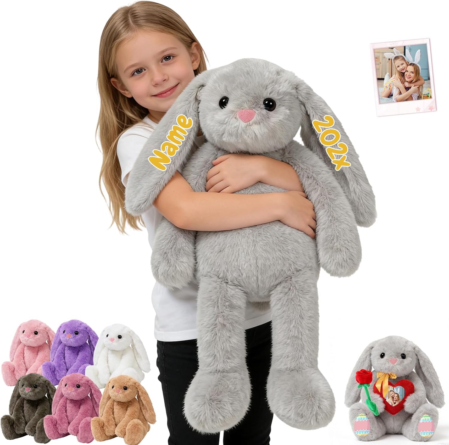 Amazon.com: DRAJOIN Personalized Big Bunny Stuffed Animal for Baby, 16 ...