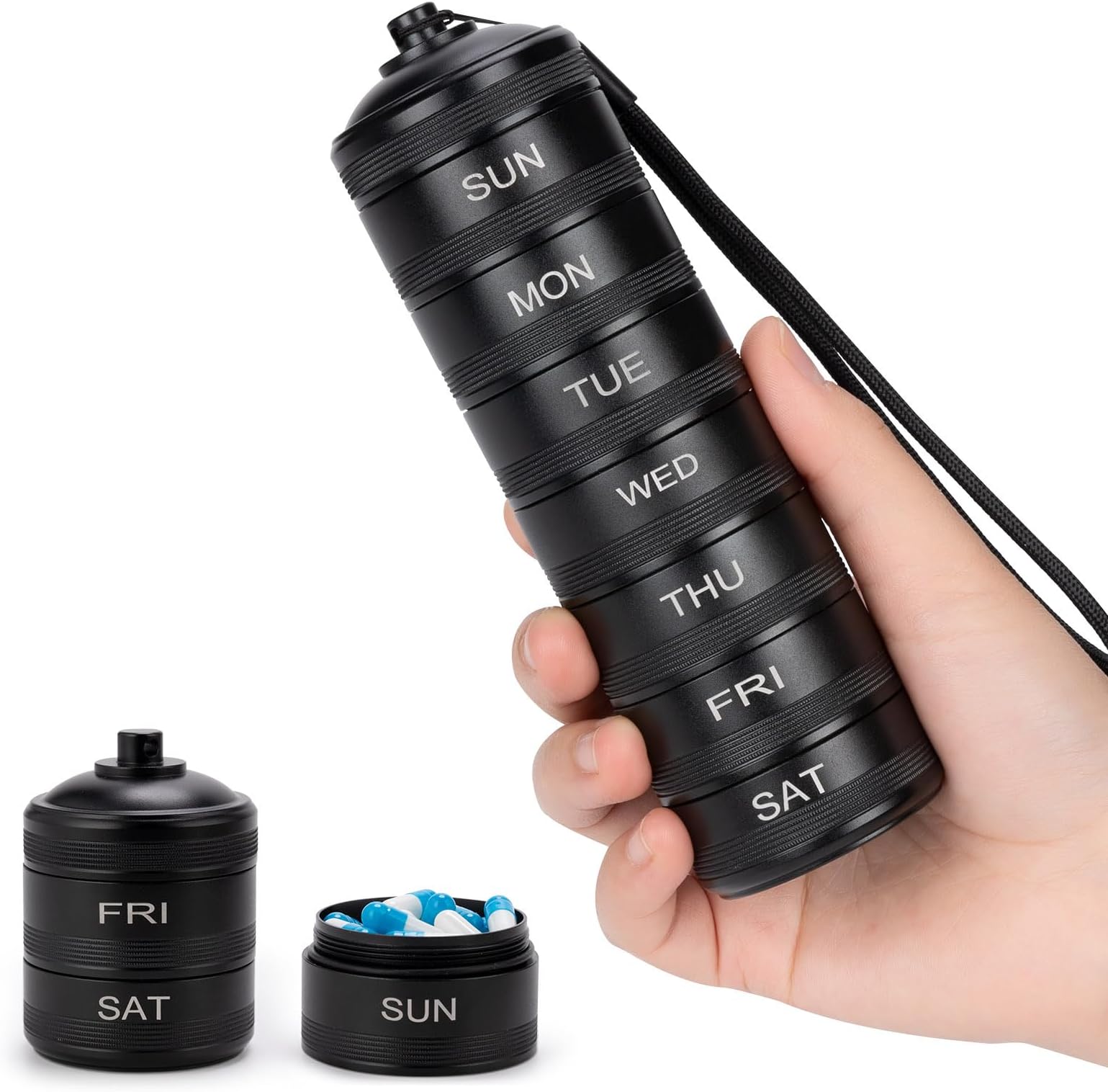 Amazon.com: Zannaki Metal Weekly Pill Organizer, Large Travel Pill Box ...