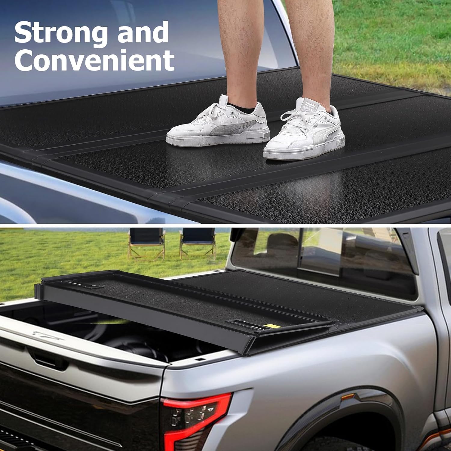 Snapklik.com : Hard Tri Fold Truck Bed Tonneau Cover Compatible