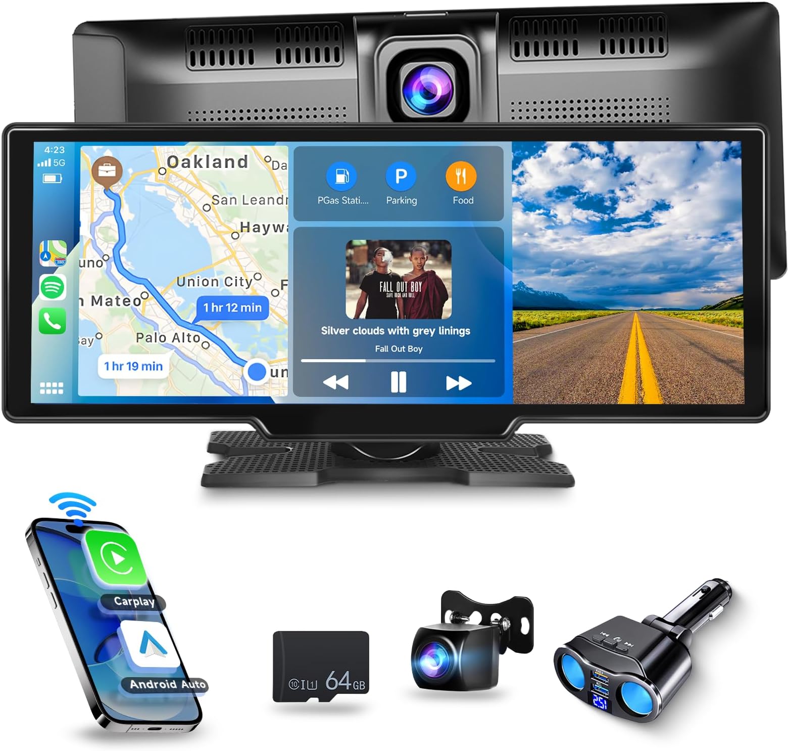 Amazon.com: 4K Display Portable Car Stereo Dash Cam with GPS ADAS ...