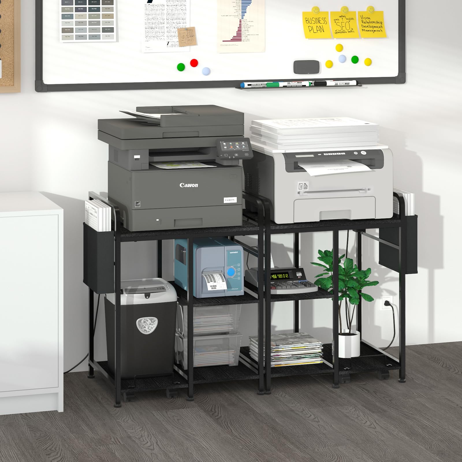 Lockable Wheels Printer Cabinet Large Mobile Printer Stand With ...