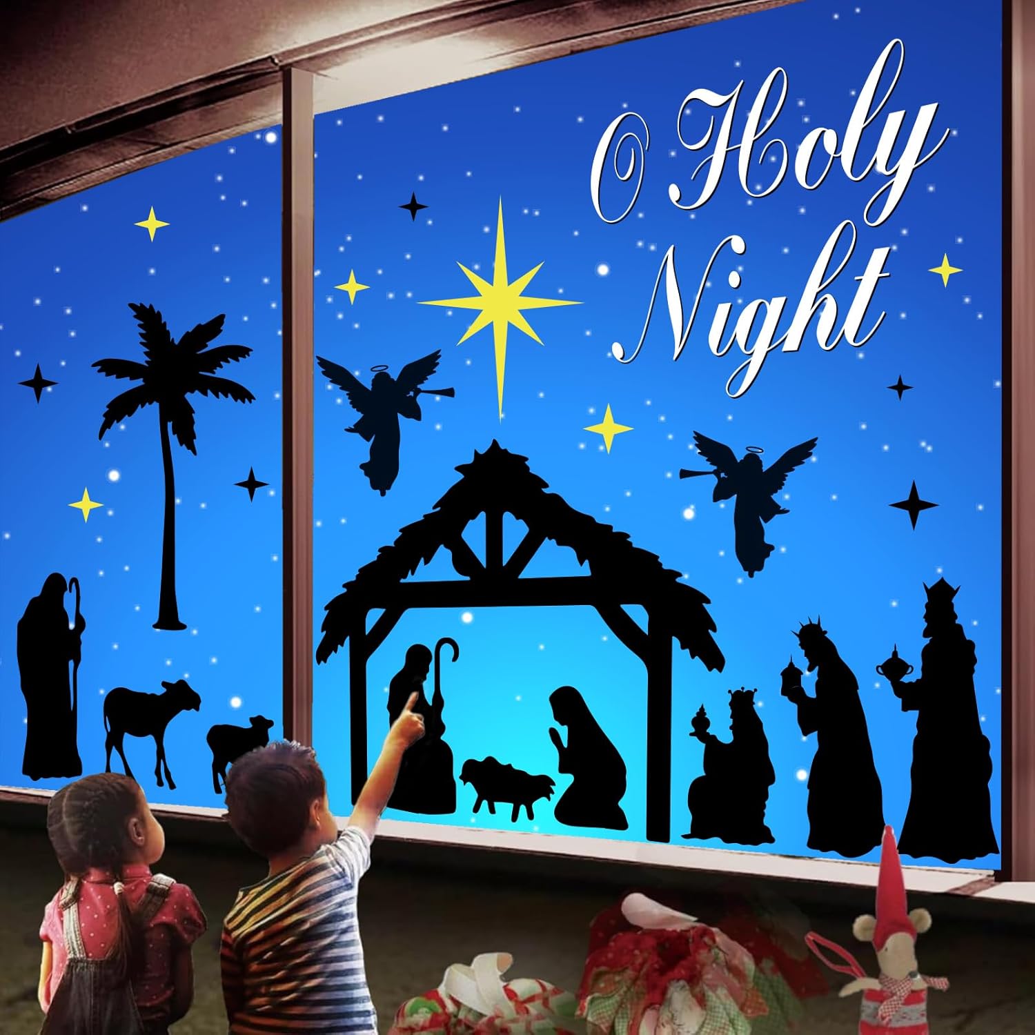 Amazon.com: JarThenaAMCS 6 Sheet Christmas Nativity Window Clings Holy ...