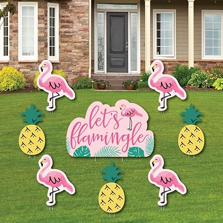 Amazon.com : Big Dot of Happiness You've Been Flocked - Flamingo - Yard ...