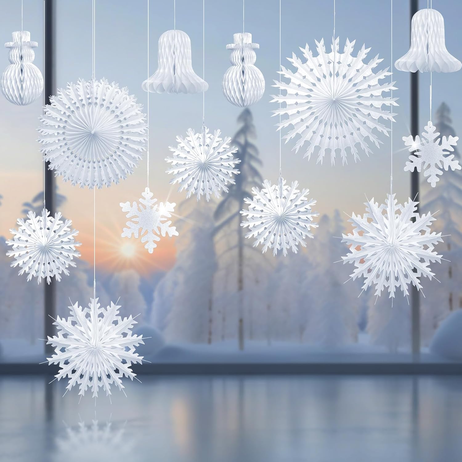 Amazon.com: 13Pcs White Paper Snowflake Decorations, Christmas Winter ...