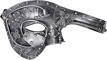 Amazon.com: SKEPO Steampunk Metal Cyborg Mask: Half Face Venetian ...