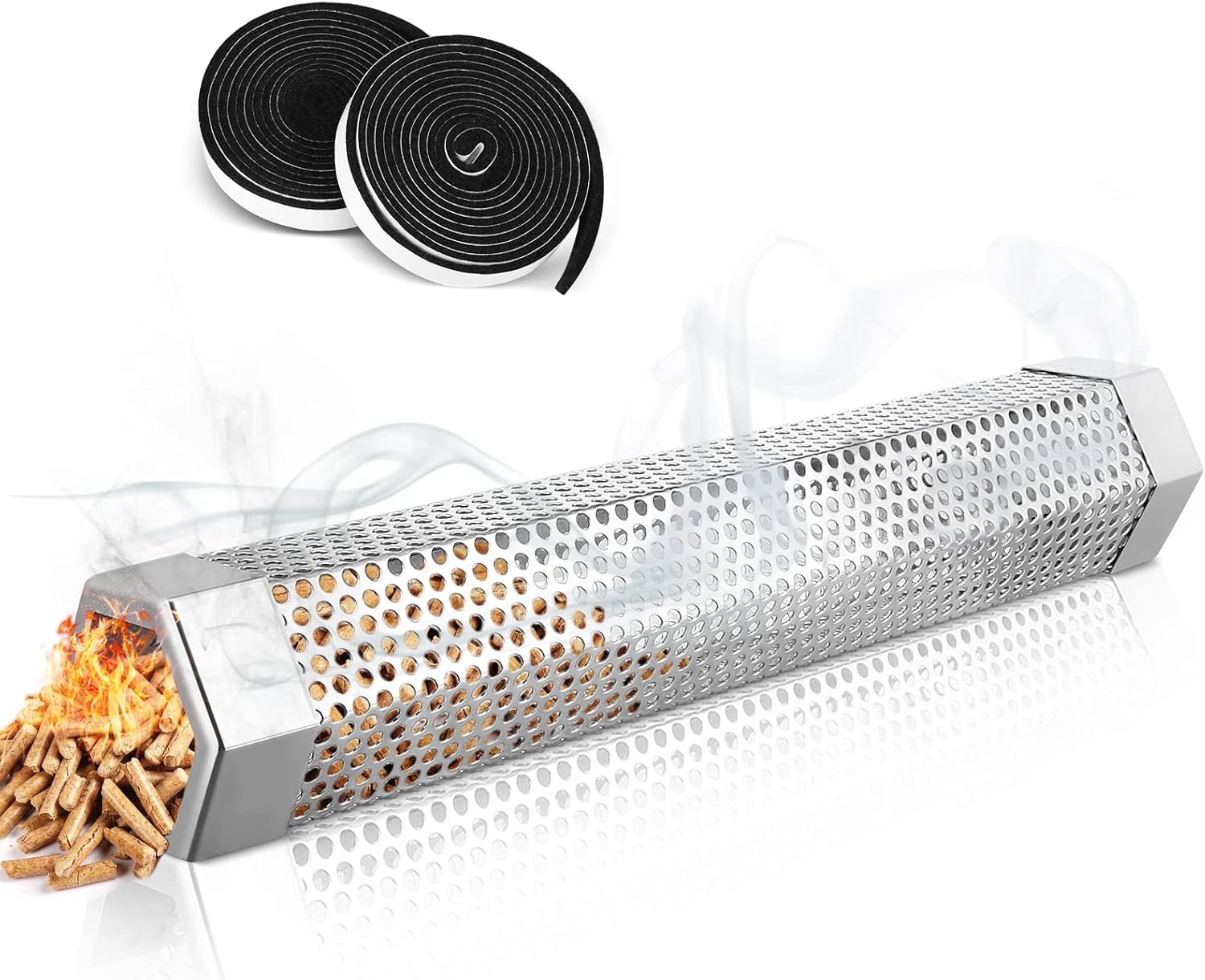 Amazon.com : Lineba 12" Smoke Tube with 15ft Long Smoker Gasket Seal ...