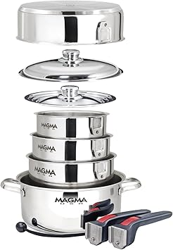 Amazon.com: Magma 10 Piece Gourmet Nesting Stainless Steel Cookware Set ...