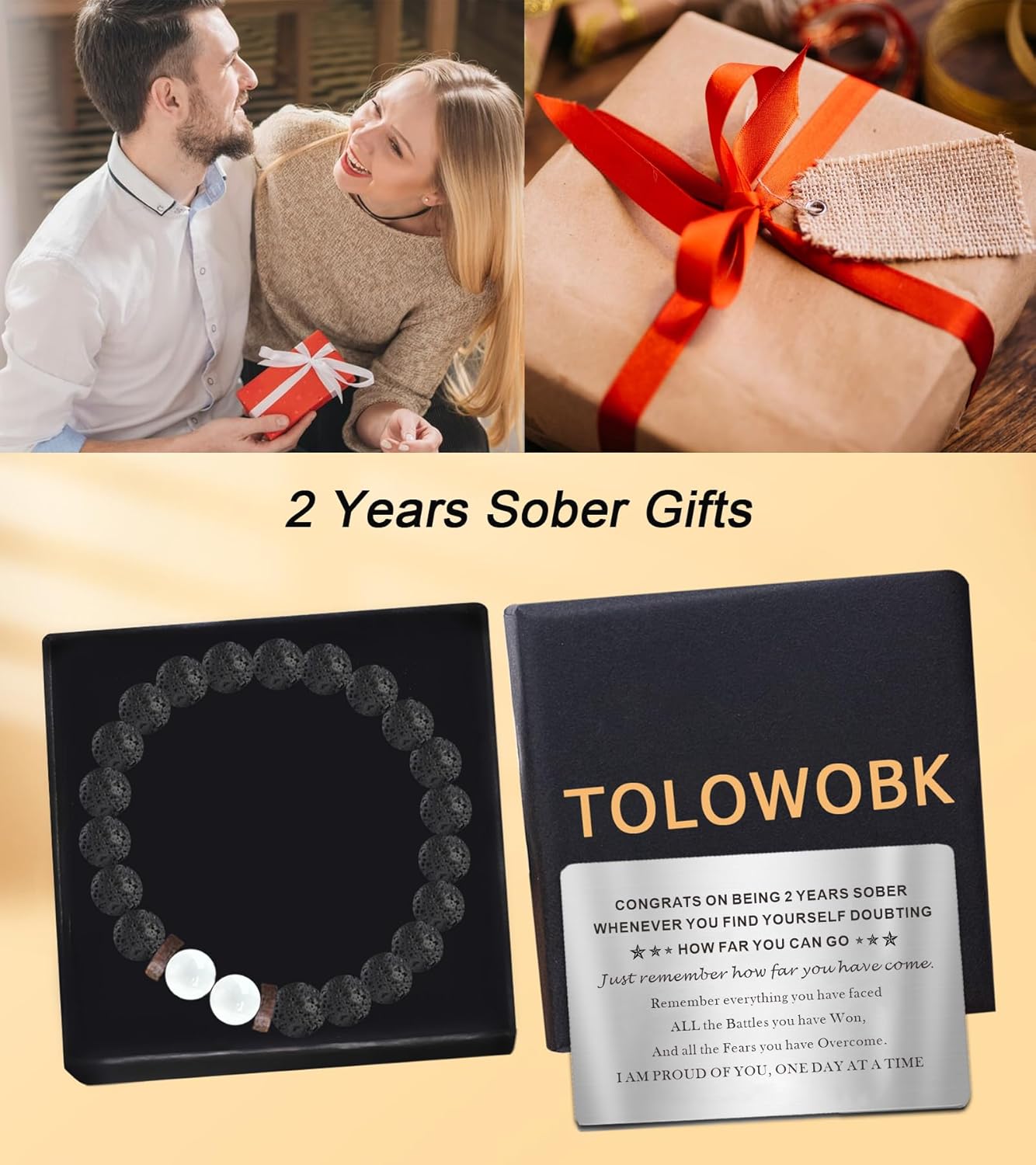 Sobriety Gift for Men Women Sober Gifts Beaded Bracelets Sobriety Cards ...