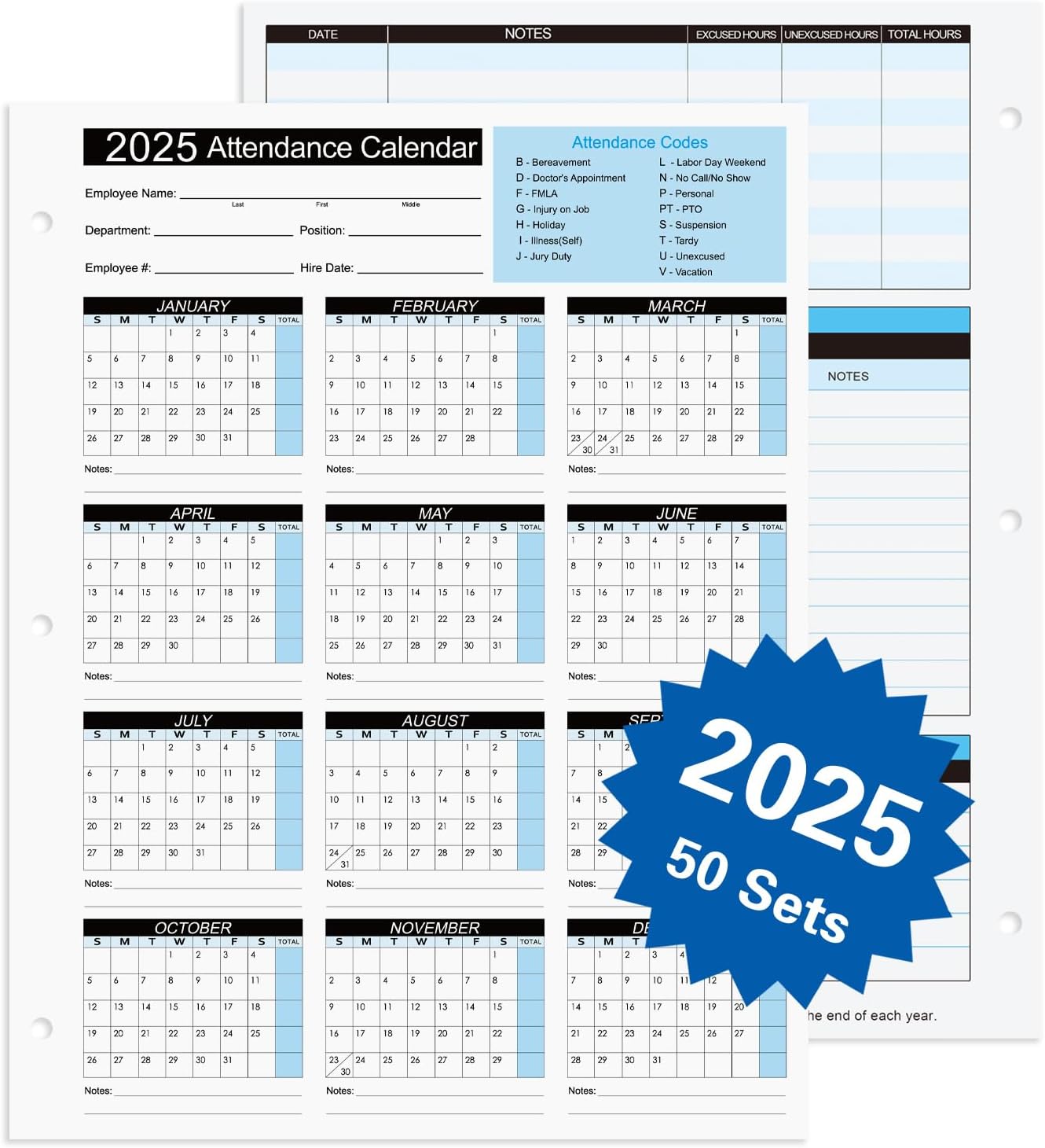 Amazon.com: 2025 Attendance Calendar Work Tracker Attendance Calendar ...