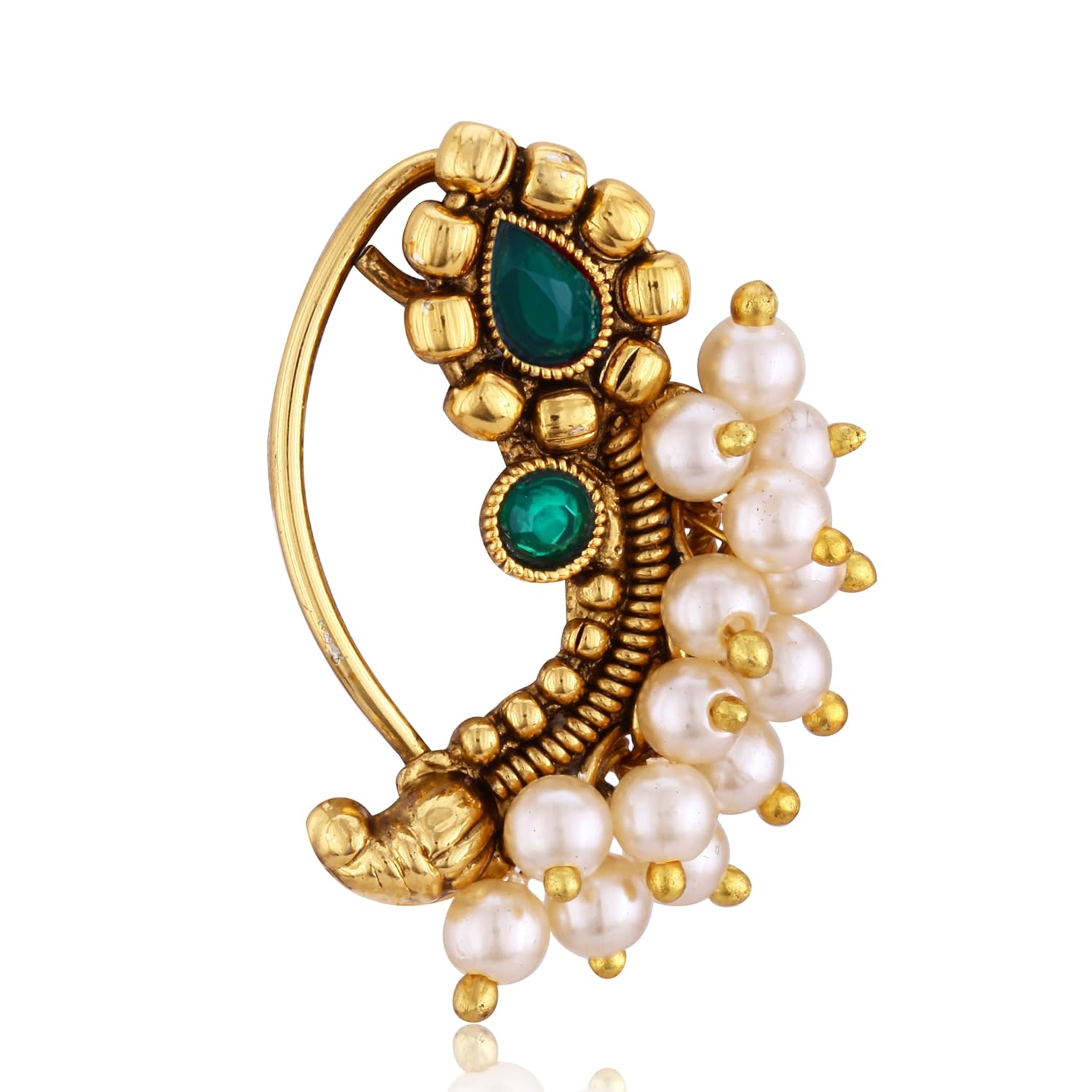 Buy Vighnaharta Gold Plated Green Pearls (Moti) with CZ stone Alloy ...