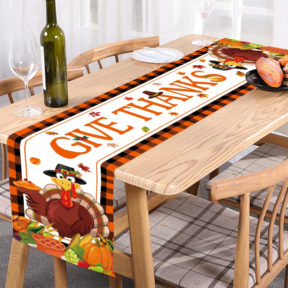 Amazon.com: Thanksgiving Decorations, GIVE Thanks Table Runner, Autumn ...
