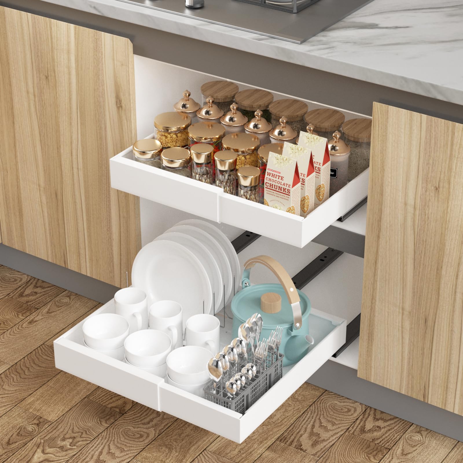 Amazon.com: AIKANGBEI Pullout Cabinet Organizer,Expandable(12.6”-20.5 ...