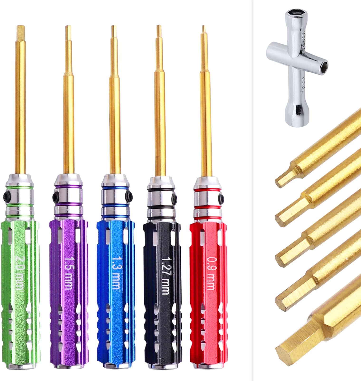 Neewer Lightweight Titanium Nitride Coating Hex Driver Wrench 4 Piece ...