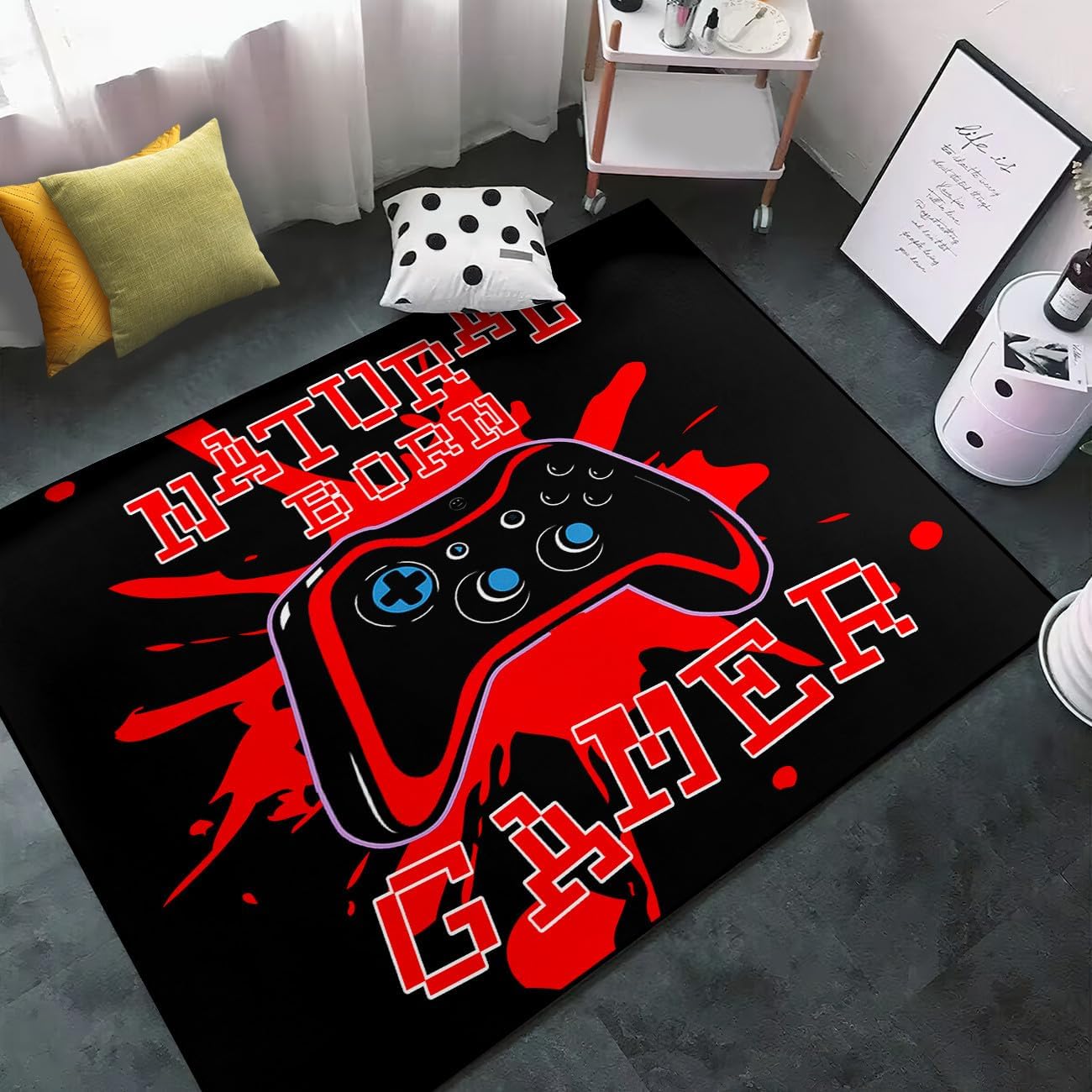 Amazon.com: Gamer Area Rugs for Gamer Bedroom Living Room Black Gamepad ...