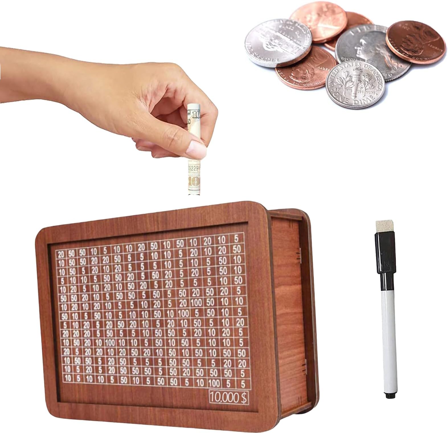 Amazon.com: Money Box with Counter, Reusable Wooden Money Box Retro ...