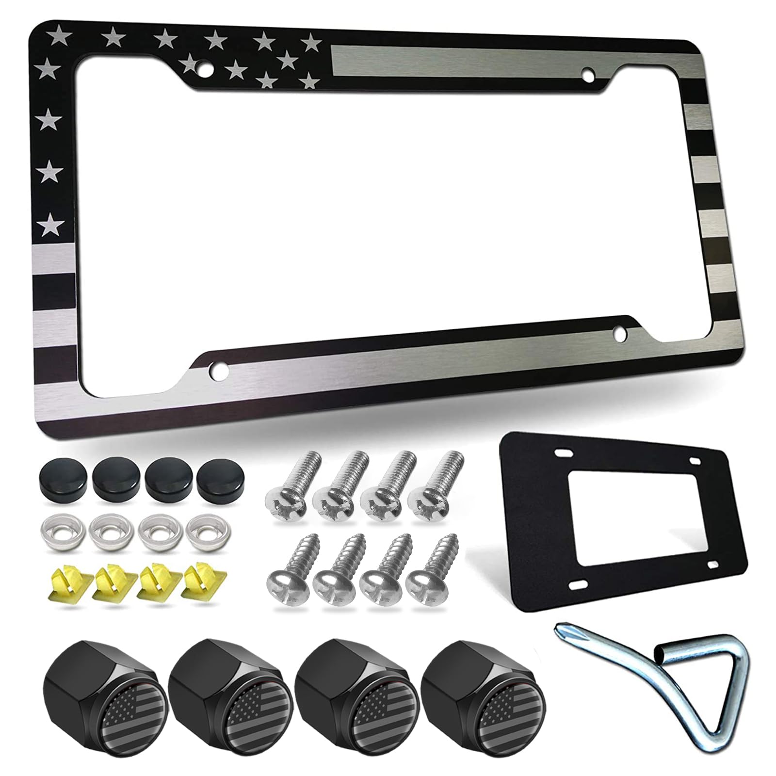 Amazon.com: Tuersan American Flag License Plate Frame Patriotic USA ...