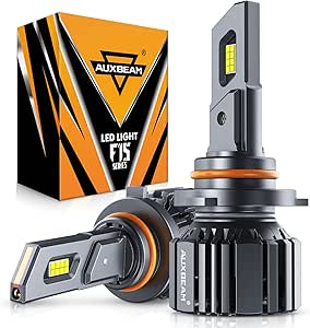 Auxbeam F15 Series 9005/HB3 LED Headlight Bulbs, 20000LM 600% Brighter 9005 LED Bulbs, 6500K ...