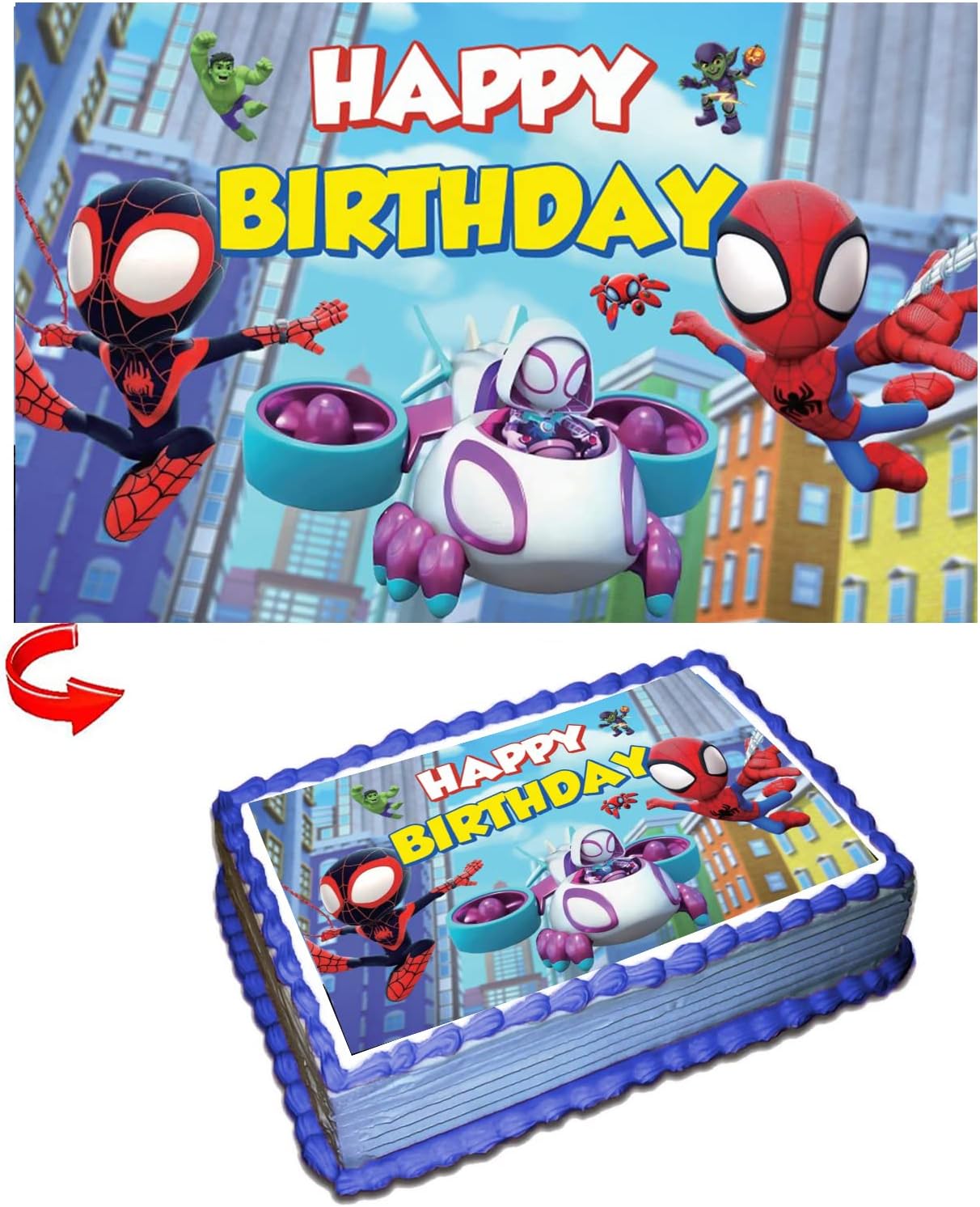 Amazon.com: Edible Spidey and His Amazing Friends Cake Image Cake ...