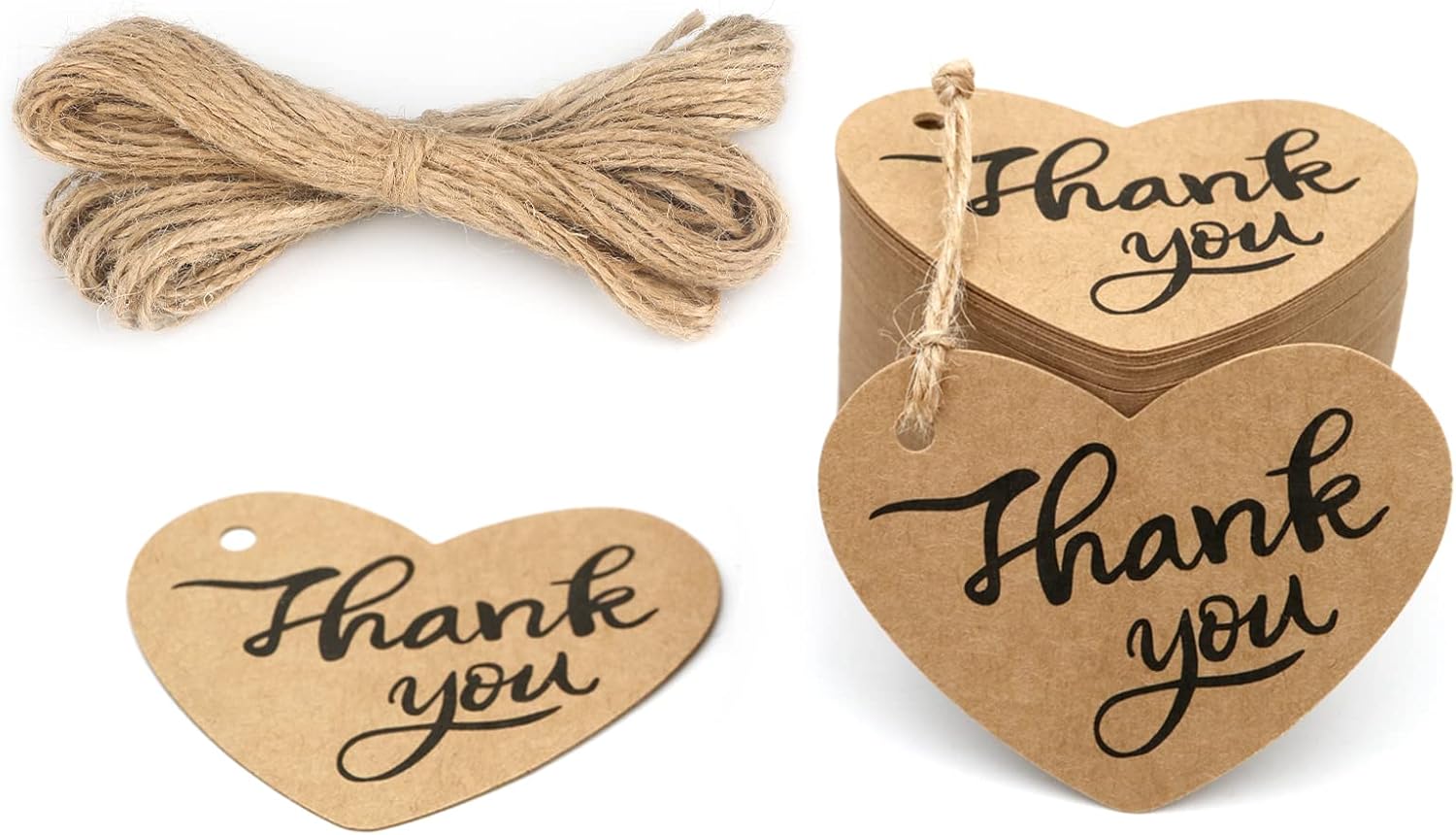 Amazon.com: G2PLUS Kraft Paper Gift Tags with String, 100PCS Heart ...