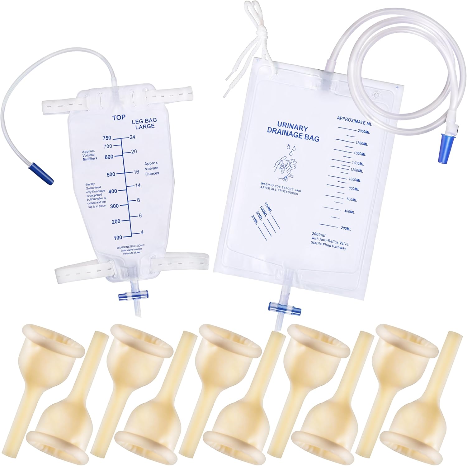 Amazon.com: 10Pcs Latex Catheter Set with 1 * Urinary Drainage Bag ...