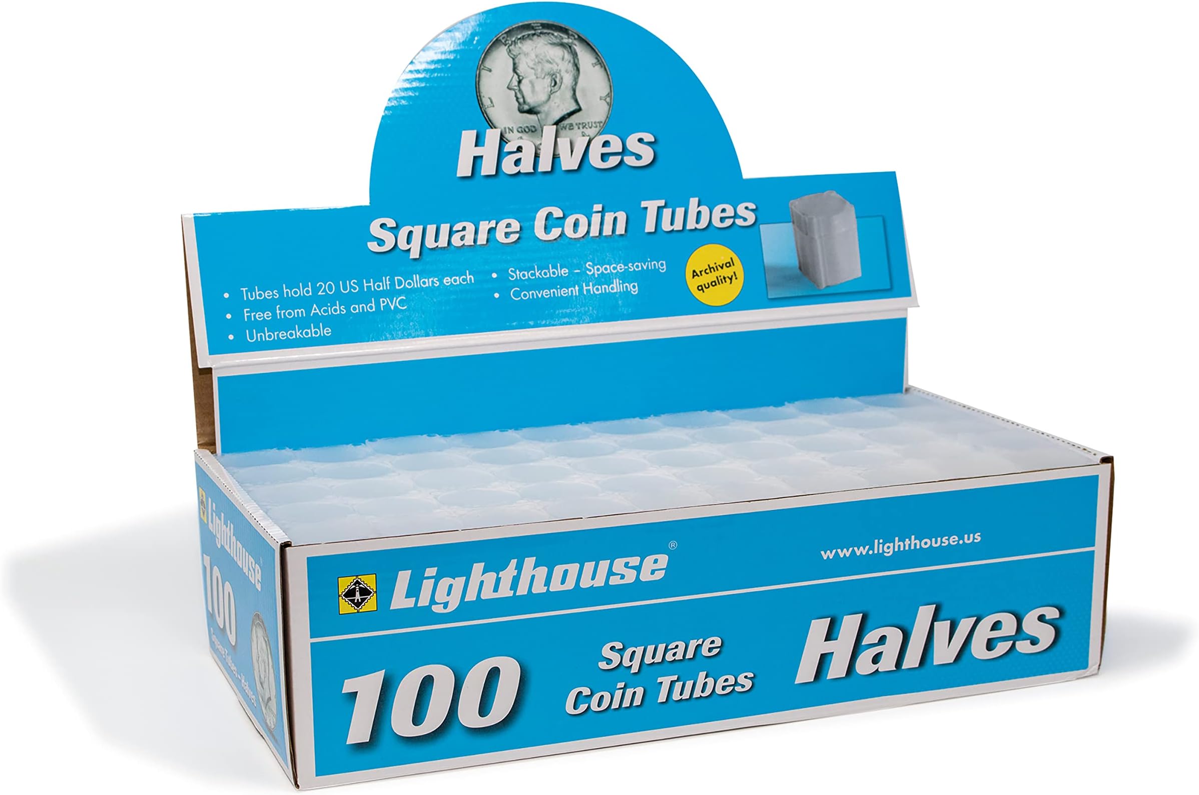 Amazon.com : LIGHTHOUSE - Square Coin Tubes - Convenient Push Top ...