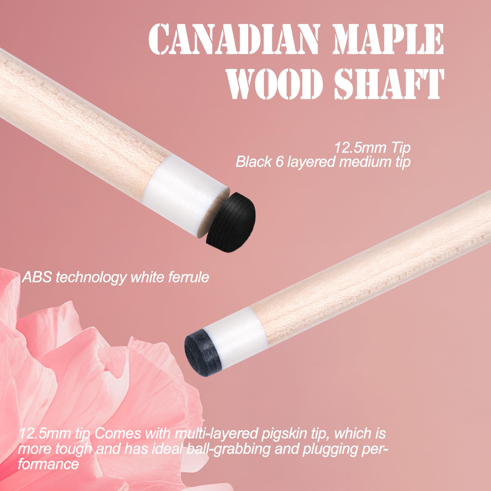 Snapklik.com : CUEELF Pink Pool Cue Stick 58inches Canadian Maple ...