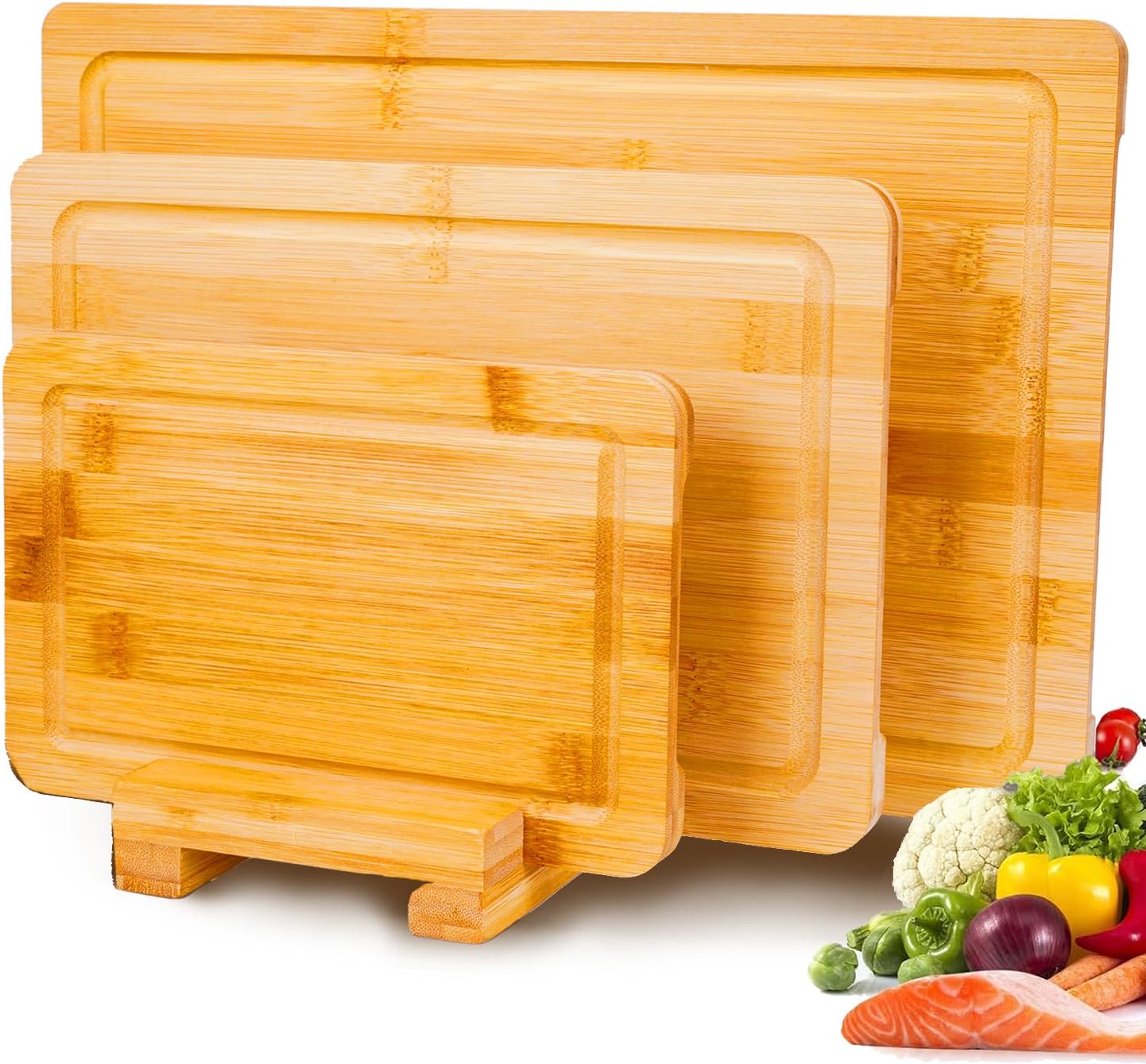 Amazon.com: SLONUVLND Cutting Boards for Kitchen,Wood Cutting Board Set ...