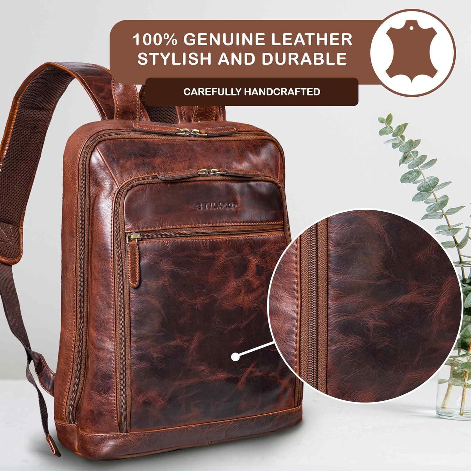 STILORD ‘Watson’ Laptop Backpack 15.6 inch Leather Daypack Large ...